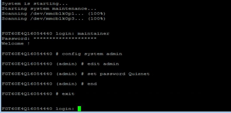 วิธีการ Reset Password ของ Fortigate เมือคุณลืมรหัสผ่าน Quiz Network